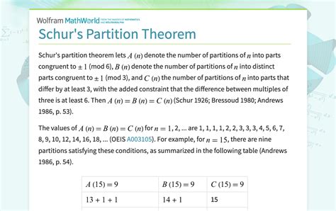 Schurs Partition Theorem From Wolfram Mathworld