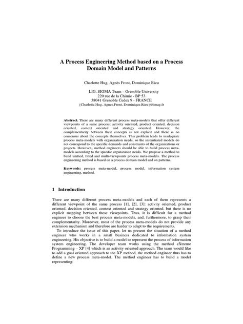 a process engineering method based on a process domain model and