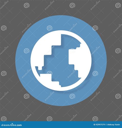 Earth Globe Flat Icon Round Colorful Button Circular Vector Sign With Shadow Effect Stock