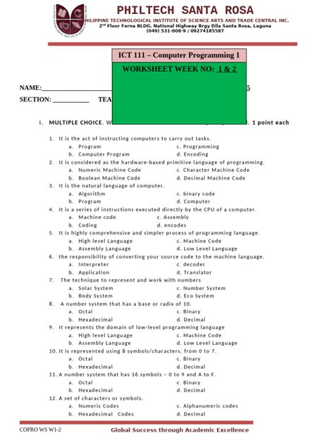 W1w2 Worksheet Pdf Byte Assembly Language W1w2 Worksheet Pdf Byte Assembly Language