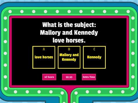 Subject And Predicate Practice Gameshow Quiz