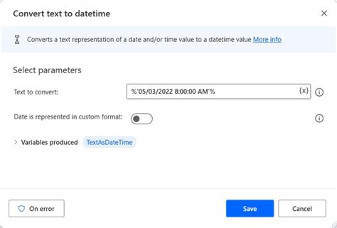 convert text to datetime with power automate