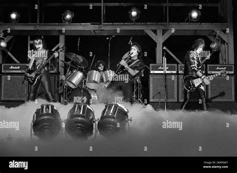 Gene Simmons Eric Carr Ace Frehley And Paul Stanley Of Kiss Perform