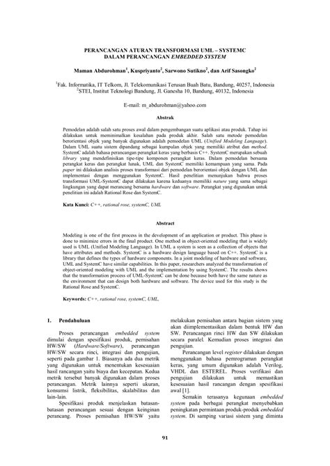 Pdf Perancangan Aturan Transformasi Uml â€ Systemc Dalam Perancangan