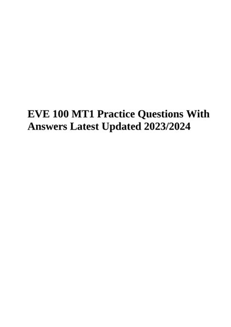 Eve 100 Practice Questions With Answers Updated 2023 2024 Graded 100 Eve 100 Mt1 Practice