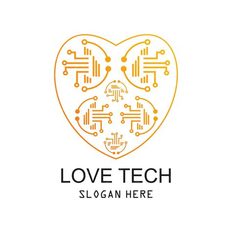 Premium Vector Love Tech Logo Design Simple Concept Premium Vector