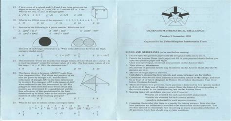 Ukmt Senior Maths Challenge Questions 1999