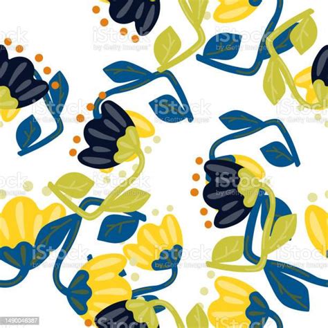 현대적인 꽃 원활한 패턴입니다 귀여운 양식의 꽃 배경 장식적인 순진한 식물 벽지 고풍스런에 대한 스톡 벡터 아트 및 기타 이미지