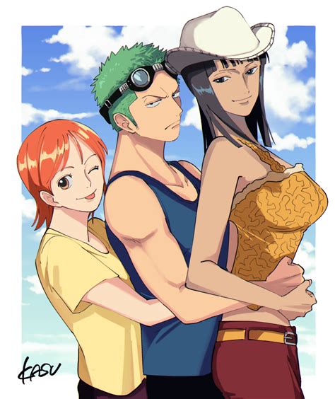 Nami Nico Robin And Roronoa Zoro One Piece Drawn By Kasugaakira