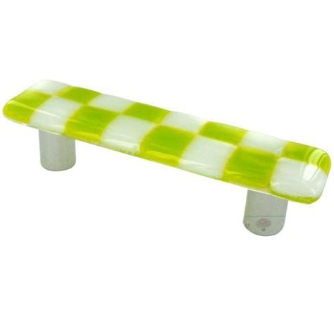 Squares Collection 3 Centers Handle In Spring Green With White Sqaures With Black Base By Hot