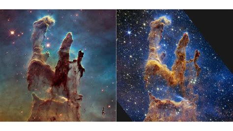A Image Comparison Between The Hubble Left And James Webb Telescope