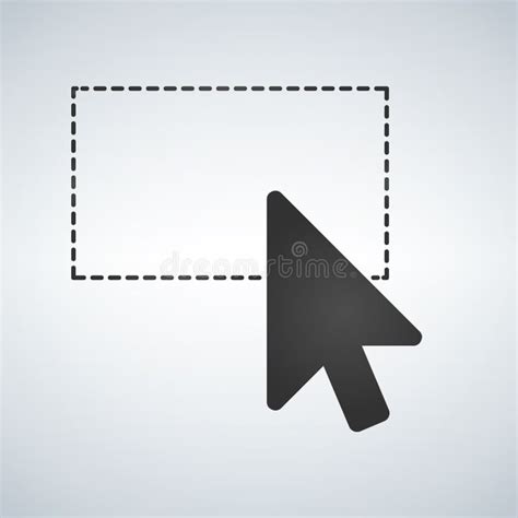 Selection Tool With Mouse Cursor Dashed Line Vector Illustration