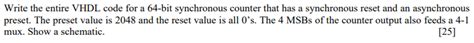 Solved Write The Entire Vhdl Code For A 64 Bit Synchronous
