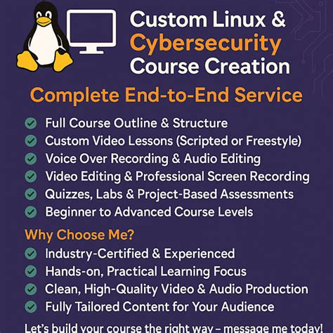 Create Custom Kali Linux And Cybersecurity Courses By Mubeengulzar