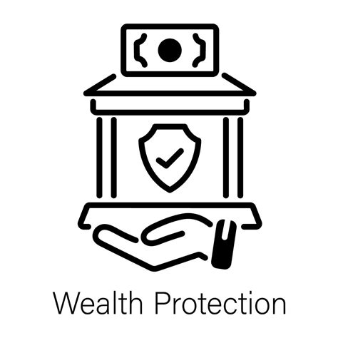 Money With Shield Denoting Wealth Protection Line Icon 47402624 Vector