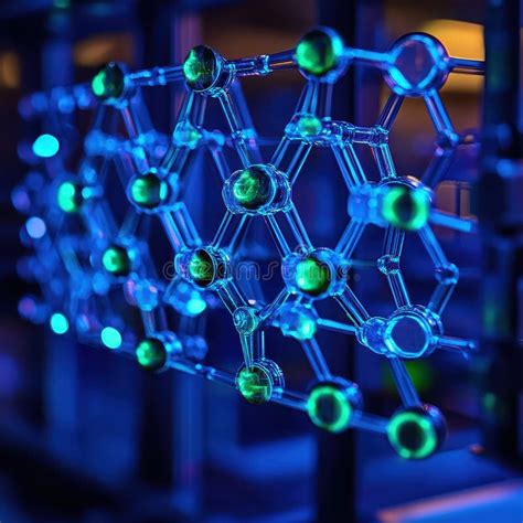 Abstract Visualization Of Molecular Structure With Blue And Green Colors Stock Image Image Of
