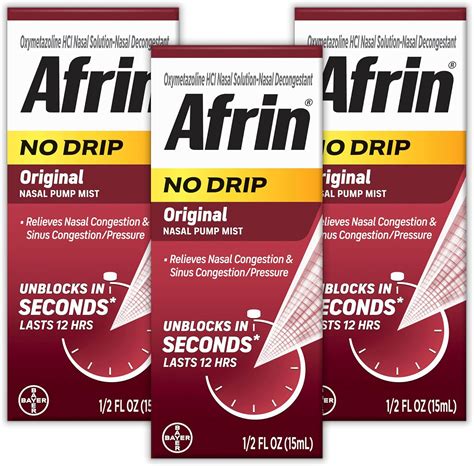 Afrin No Drip Original Nasal Mist Triple Pack Non Drowsy