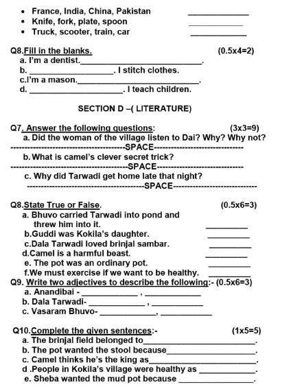 Cbse Class 3 English Sample Paper Set R