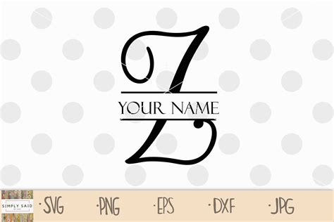 Split Letter Z Svg Split Monogram Z Svg Initial Z Svg Split
