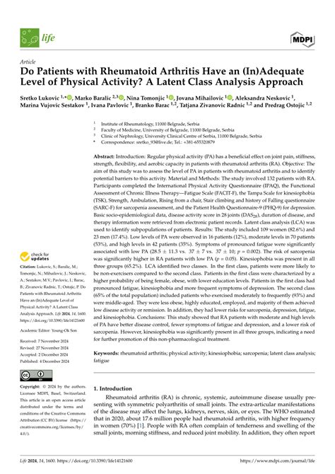 Pdf Do Patients With Rheumatoid Arthritis Have An Inadequate Level