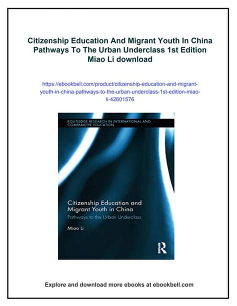 Citizenship Education And Migrant Youth In China Pathways To The Urban