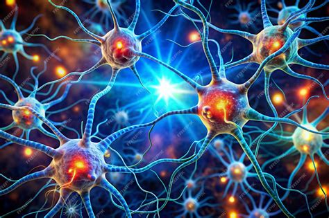 Neural Communication Synapse And Neuron Cells Transmitting Signals Premium Ai Generated Image