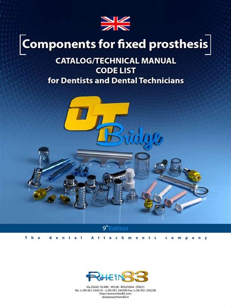 Catalogo Lista Codici Protesi Fissa Ot Bridge 2022 Eng Mod D375sp Rev
