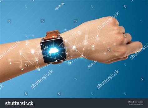 Naked Female Hand Smartwatch Cloud Technology Stock Photo Shutterstock