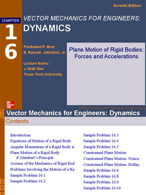Dynamics Chapter 16 Beer7 Pdf Kinematics Force