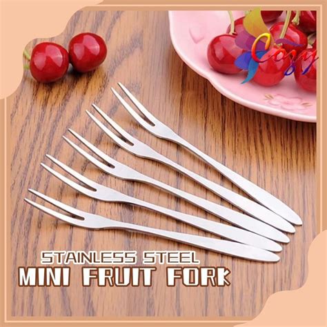 1 Pcs Stainless Steel Fruit Fork Mini Fork Thick Tableware Two Tooth
