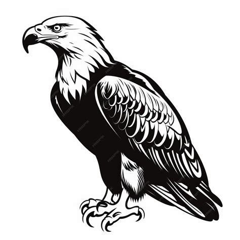 Premium Photo Black And White Vector Of A Cute Bald Eagle Silhouette