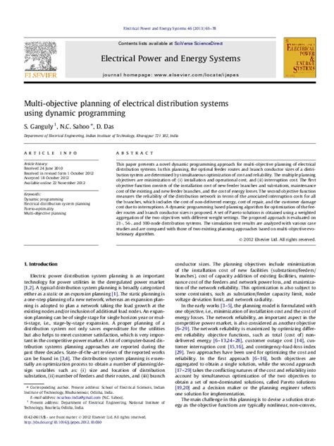 pdf multi objective planning of electrical distribution systems