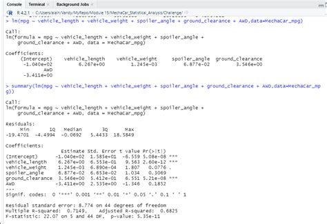 Github Alexandrawilliams7mechacarstatisticalanalysis