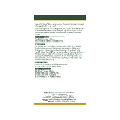 Natures Aid Osteo Advance 60 Tablets Buy Online London Uk