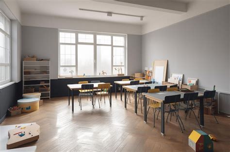 Premium Ai Image A Classroom With A Large Window That Saysschool Of
