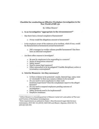 Free 10 Workplace Investigation Checklist Samples In Pdf Doc