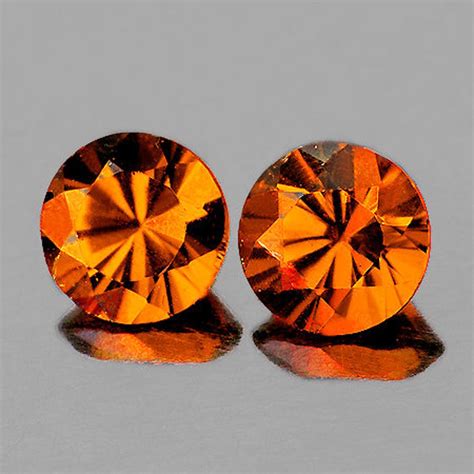 Natural Imperial Orange Zircon 48 Mm Pair Round Faceted Cut Flawless