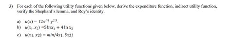 Solved For Each Of The Following Utility Functions Given