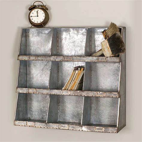Large Galvanized Cubby Wall Unit