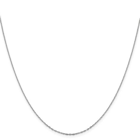 Leslies Real 14kt White Gold 1mm Diamond Cut Open Long Link Cable
