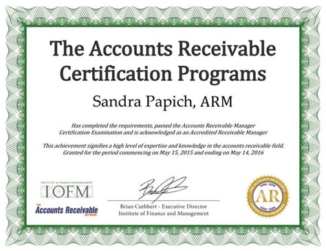 Iofm Ar Mgr Certification Certificate Pdf