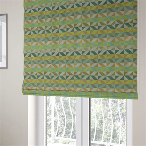 Cannes Art Deco Geometric Pattern Green Teal Blue Tones Coloured