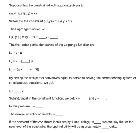 Solved Suppose That The Constrained Optimization Problem Is