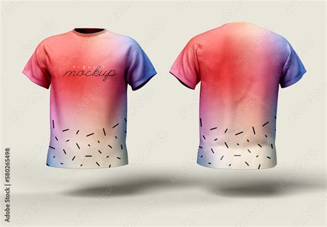 Front And Back T Shirt Mockup Vibrant Gradient Fabric Design For