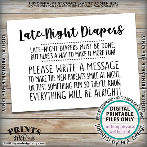 Late Night Diaper Sign Late Night Diapers Sign The Diaper Etsy
