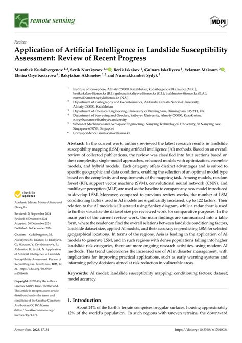 Pdf Application Of Artificial Intelligence In Landslide Susceptibility Assessment Review Of