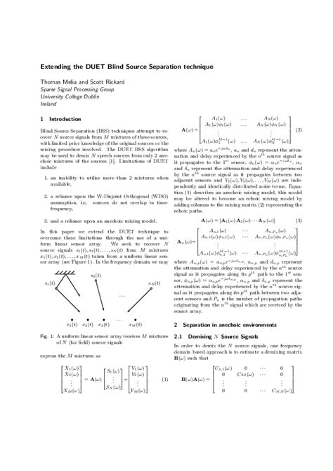 Pdf Extending The Duet Blind Source Separation Technique