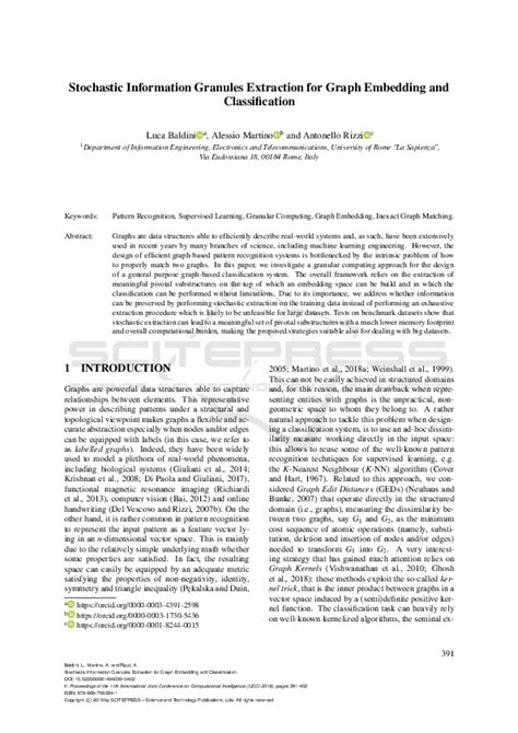Pdf Stochastic Information Granules Extraction For Graph Embedding And Classification