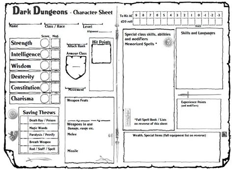 Dark Dragon Character Sheet