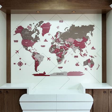 3d Americano Wooden World Map For Wall • The Map Store